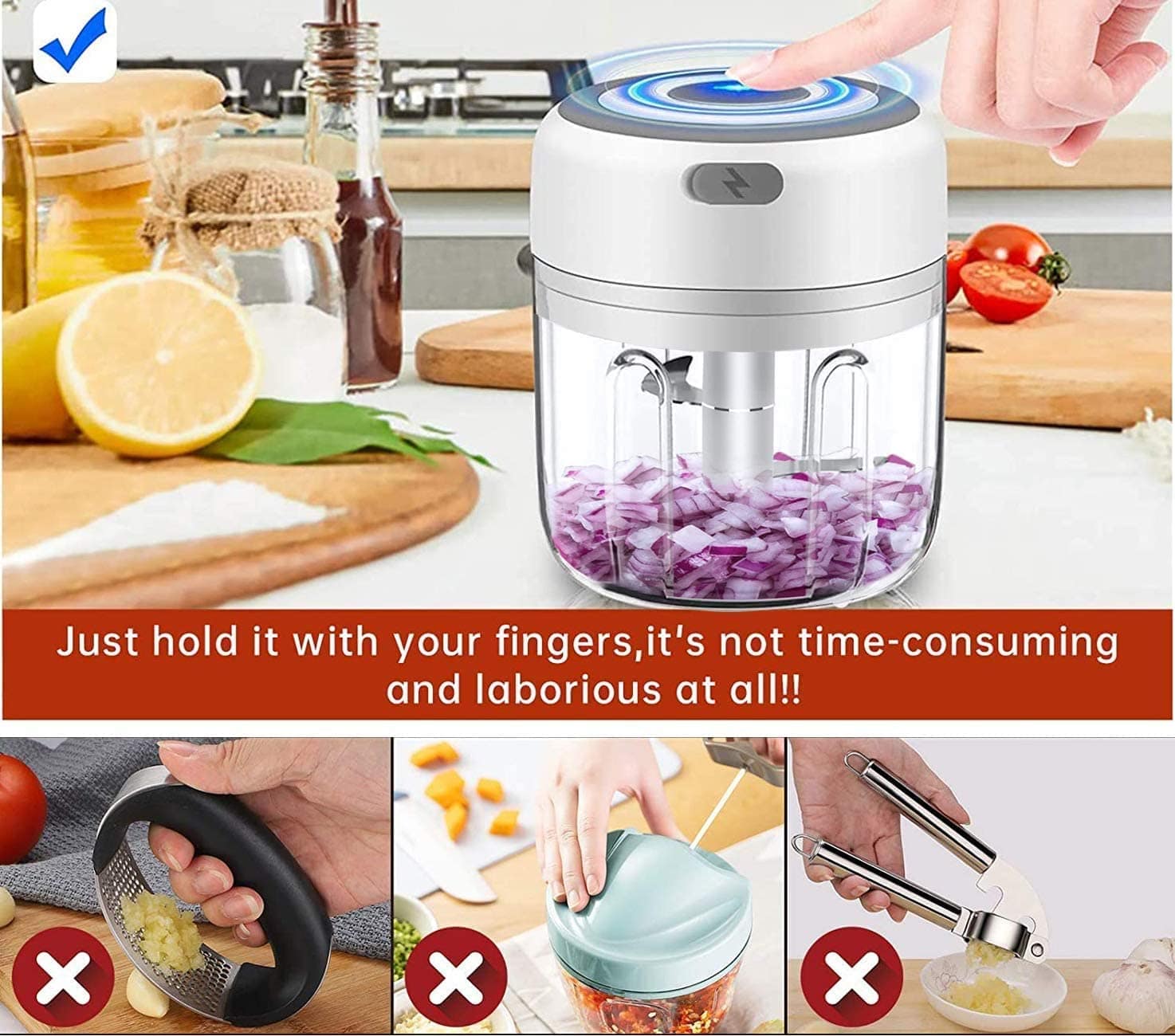 Mini Food Chopper Electric – Kitchen Food Processor and Blender, USB ...