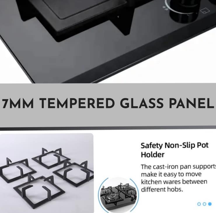 Premium Quality 4 Burner Glass Cooker Hob (Black)