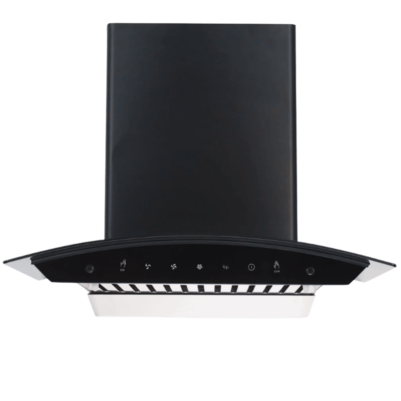 Premium Curved Glass 60cm Cooker Hood with touch and motion Sensor (Black)