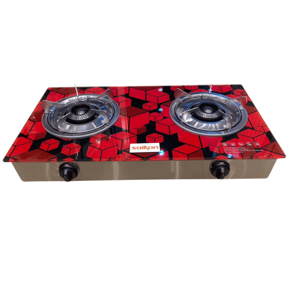 Premium Tempered Glass Top Double Gas Cooker (ONLY RED)