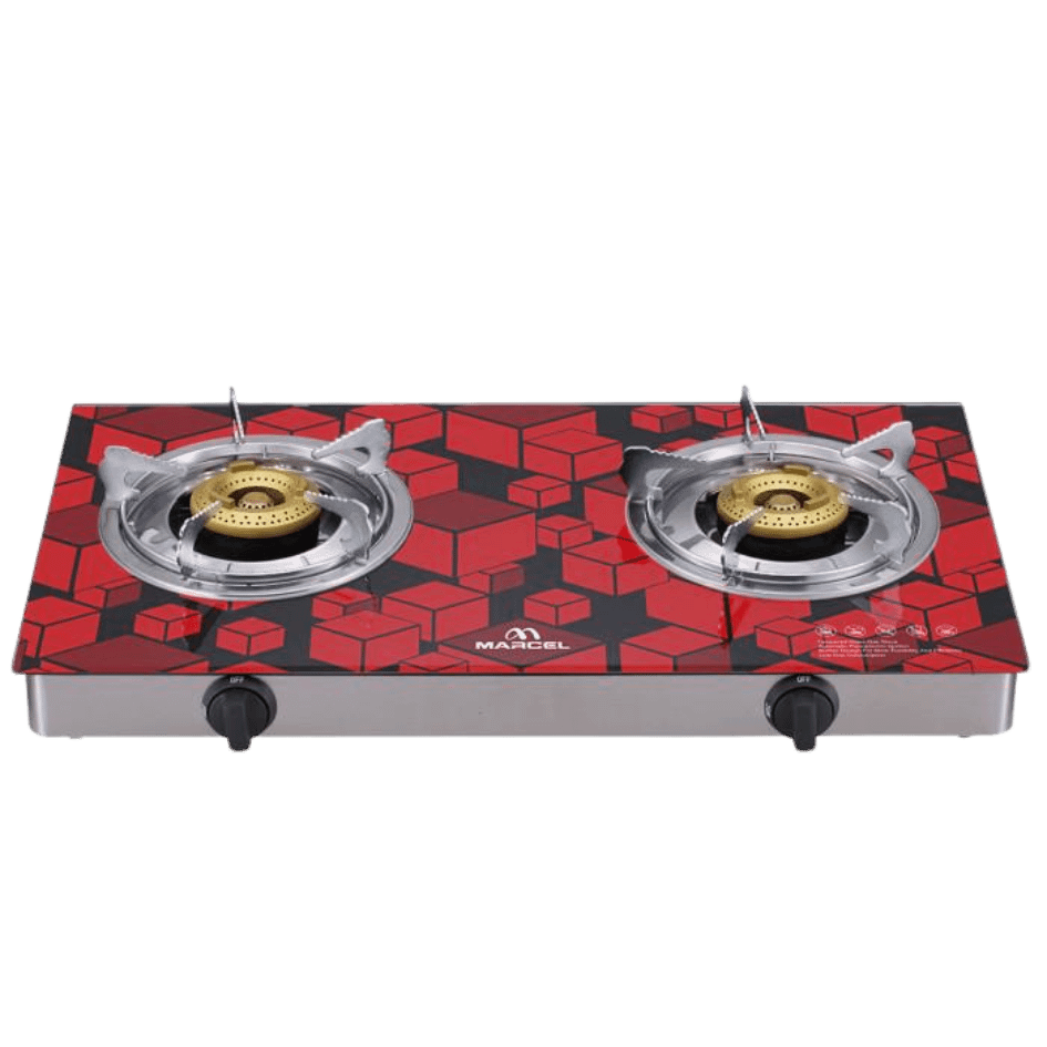 Premium Tempered Glass Top Double Gas Cooker (ONLY RED)
