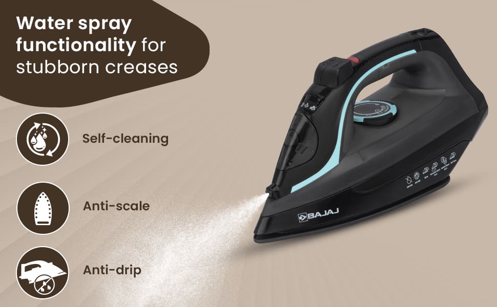 BAJAJ MX 45 Steam Iron 2000W (Black & Grey)