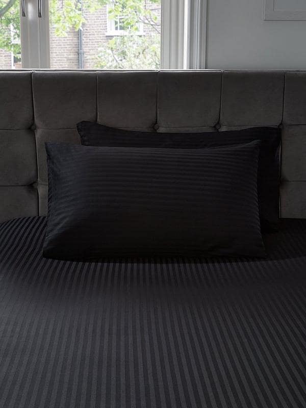 100% Cotton Sateen Stripe- Regular Size (18″*27″)- Jet Black