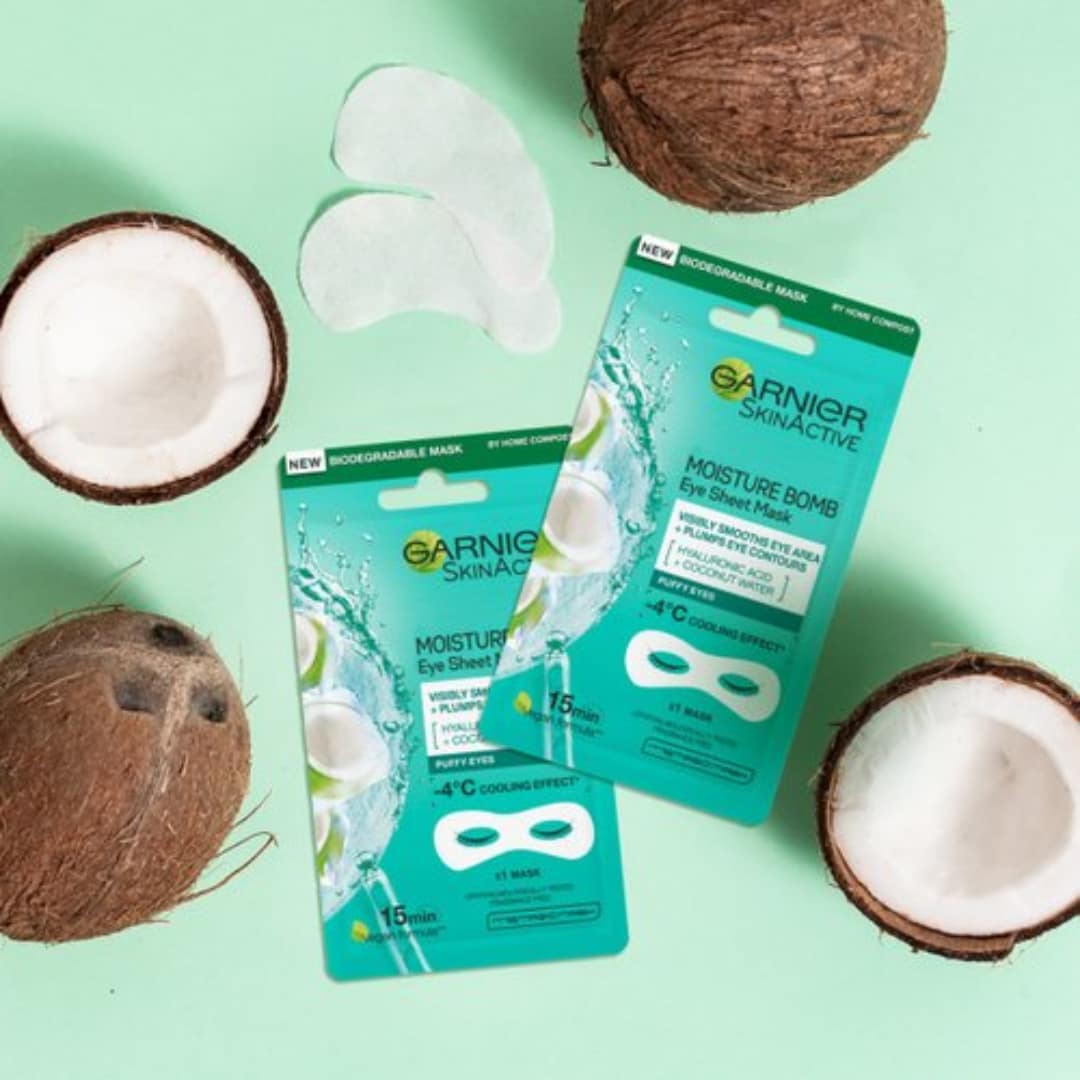 Garnier Eye Sheet Mask Coconut Water + Hyaluronic Acid Moisture Bomb ...